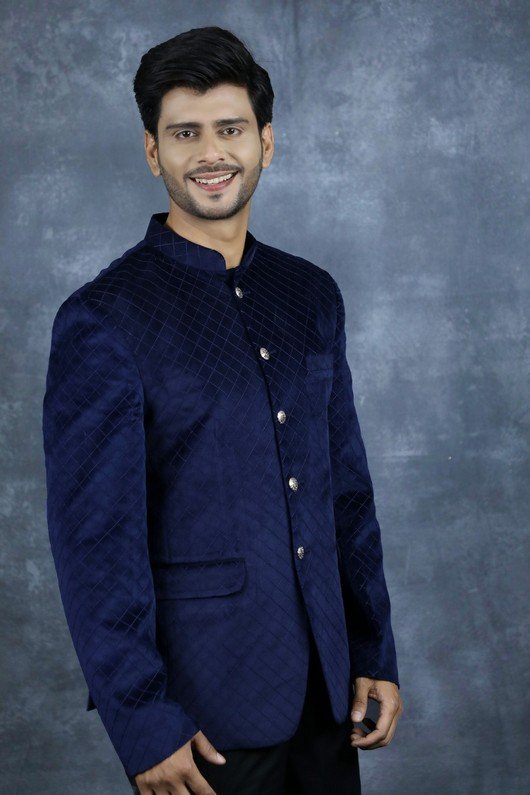 Navy Blue Indian Mens Wedding Prince Coat