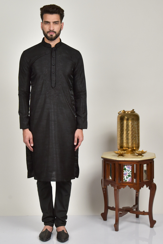 Black Pakistani Designer Eid Kurta Pajama
