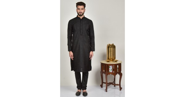 Black Pakistani Designer Eid Kurta Pajama