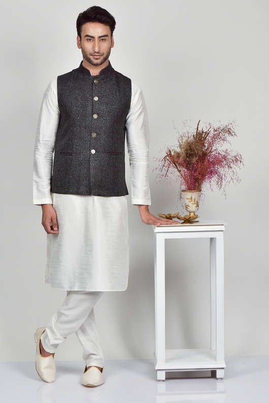 Black Pakistani Mens Readymade Waistcoat